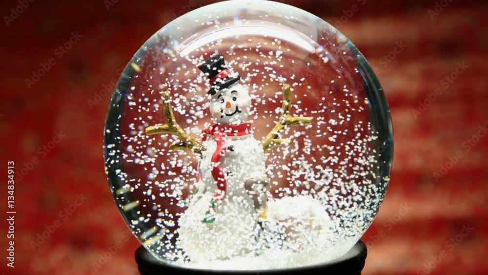 Winter Snow Globe With Snowman Stock Video | Adobe Stock