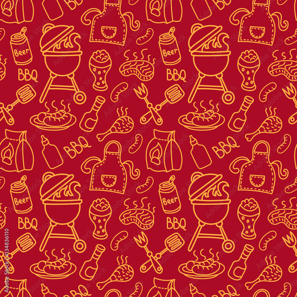 seamless barbecue pattern Stock Vector | Adobe Stock