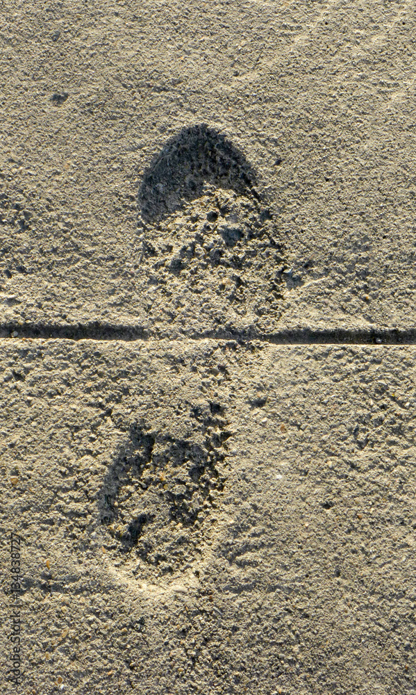 One footprint in the cement sidewalk Stock Photo | Adobe Stock