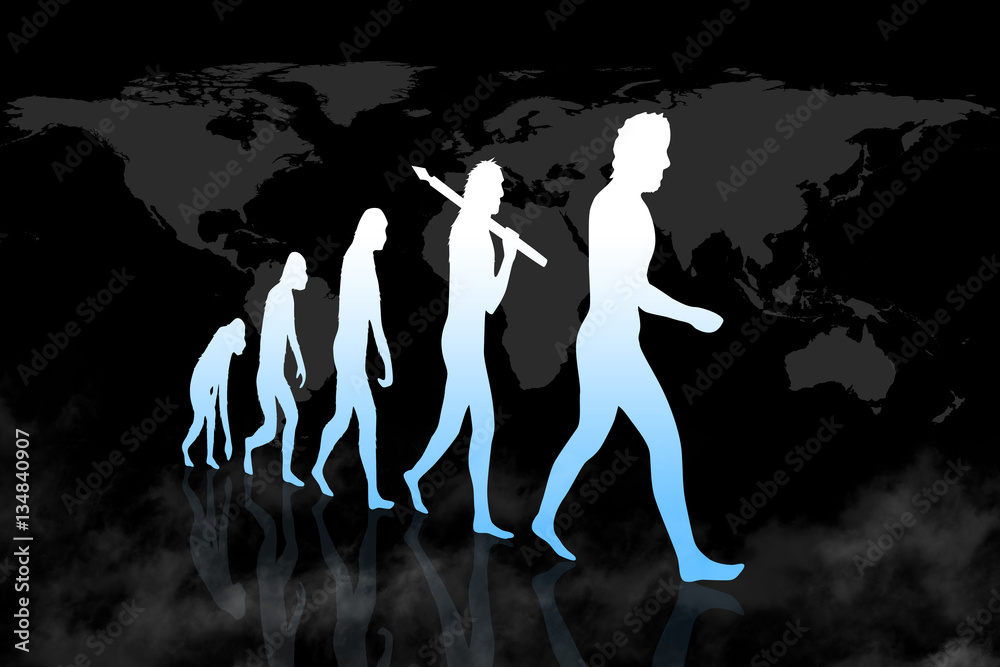 Human Evolution in to the modern / digital world. Stock Illustration ...
