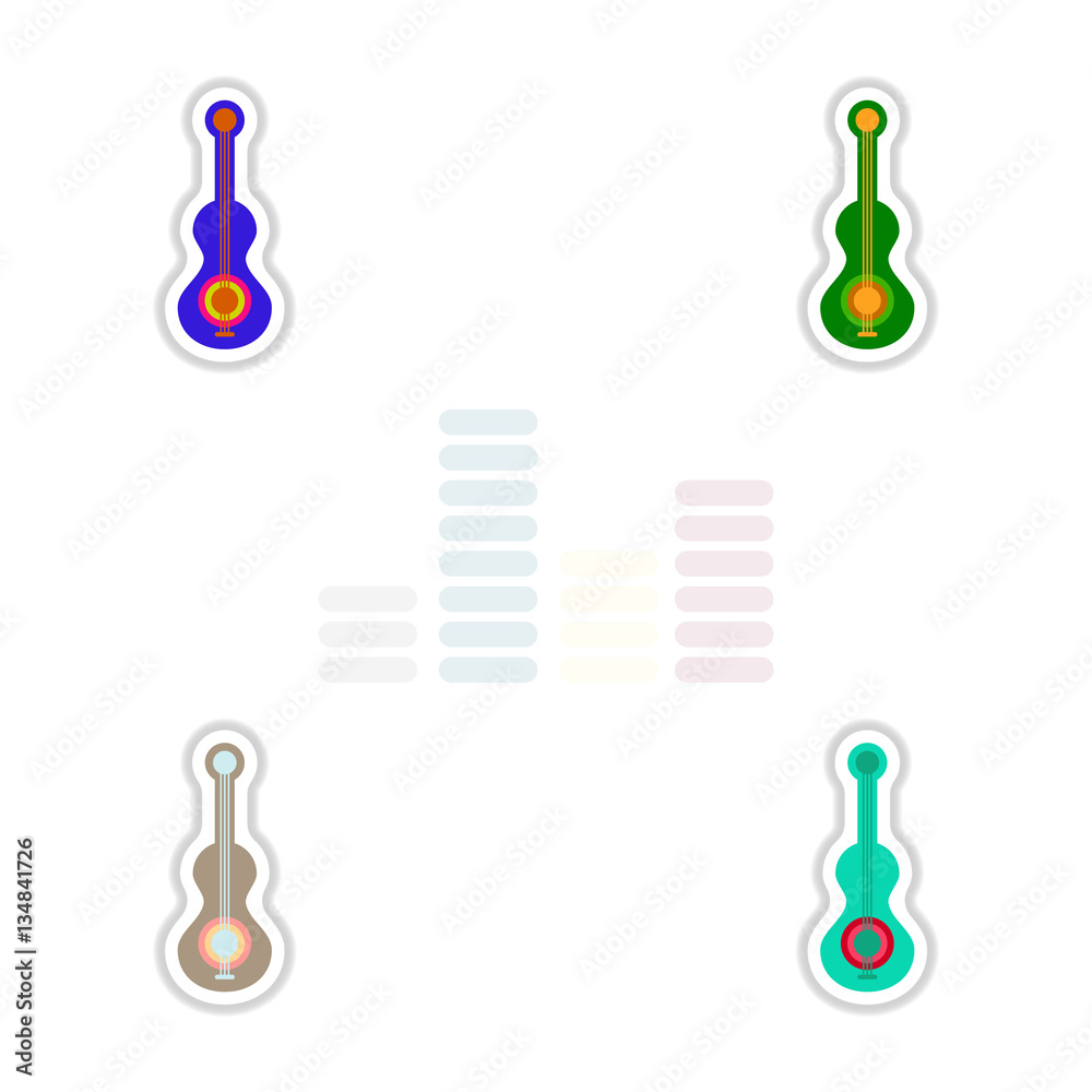 Set of color label design collection of musical instrument guitar Stock ...