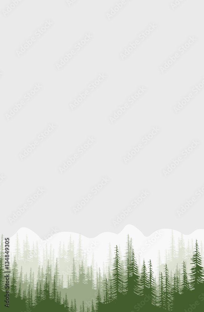 Green forest and mountains backgrounds. Templates design for greeting ...