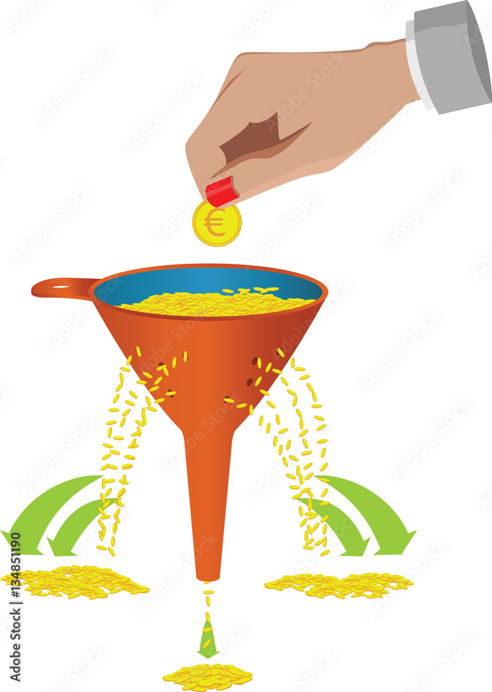 business money funnel inefficiently Stock Vector | Adobe Stock