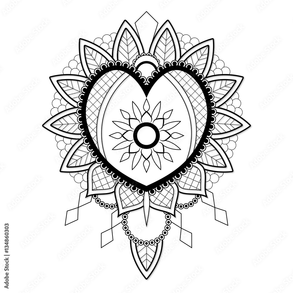 Vector Mandala Heart Stock Vector | Adobe Stock