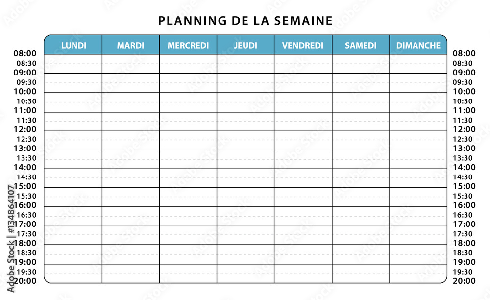 Vecteur Stock Planning professionnel ou scolaire. Emploi du temps ...