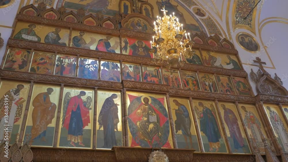 a Very Beautiful Christian Orthodox Iconostasis, Which Depicts a Lot of ...