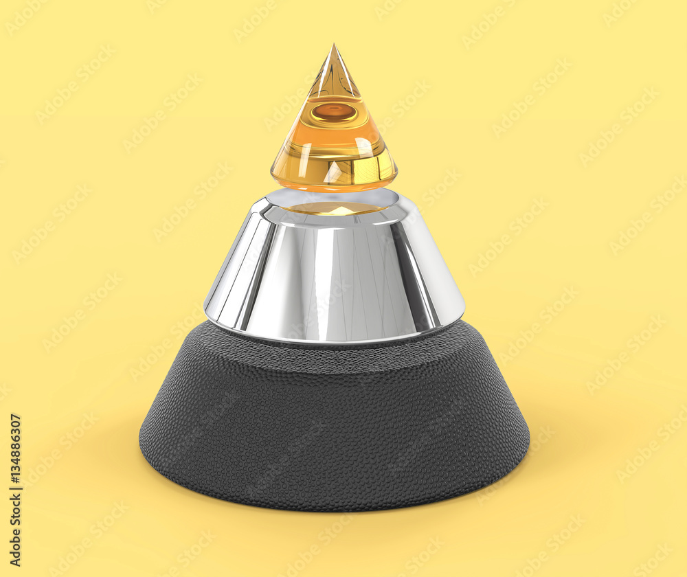 3D Isolated Three Level Pyramid Cone Hierarchy Structure Colored Stock ...