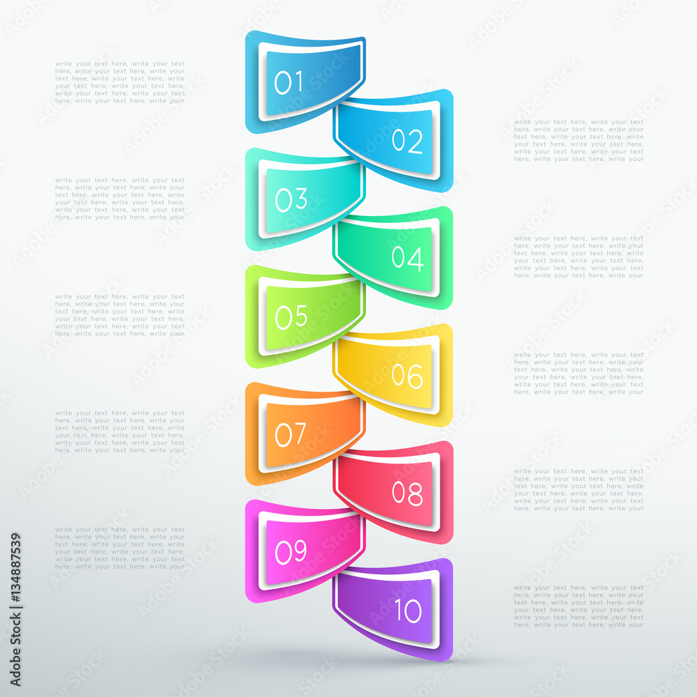 Numbered Boxes 1 to 10 Text Template Infographic A Stock Vector | Adobe ...