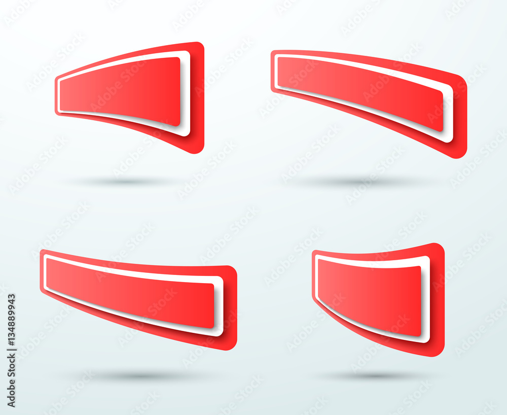 Abstract Red 3d Text Box Templates 4 Set Vector Stock Vector | Adobe Stock