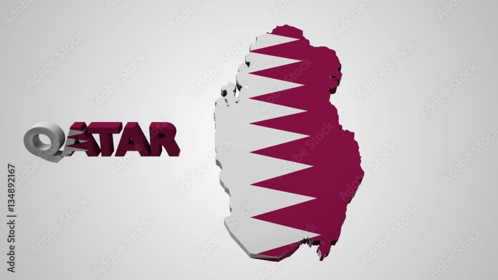 Vidéo Stock nice animation of the national Qatar flag in 3d map of ...