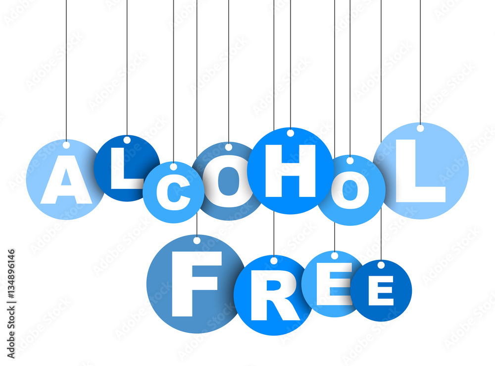 Blue easy vector illustration isolated circle tag banner alcohol free ...