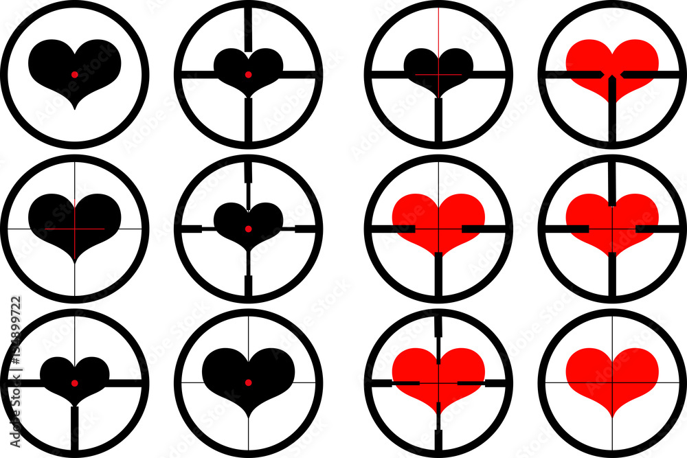 heart , targeted at heart, reticule, viewfinder, target graphics, Stock ...