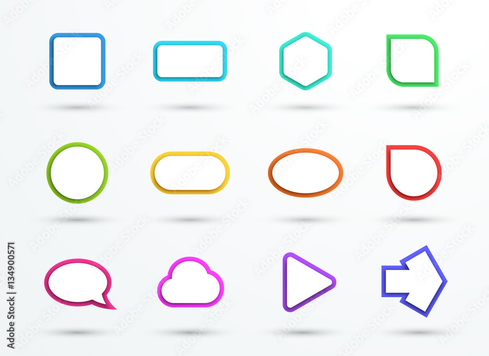 Vector 3d Color Text Box Frames Different Shapes Set of 12 Stock Vector ...