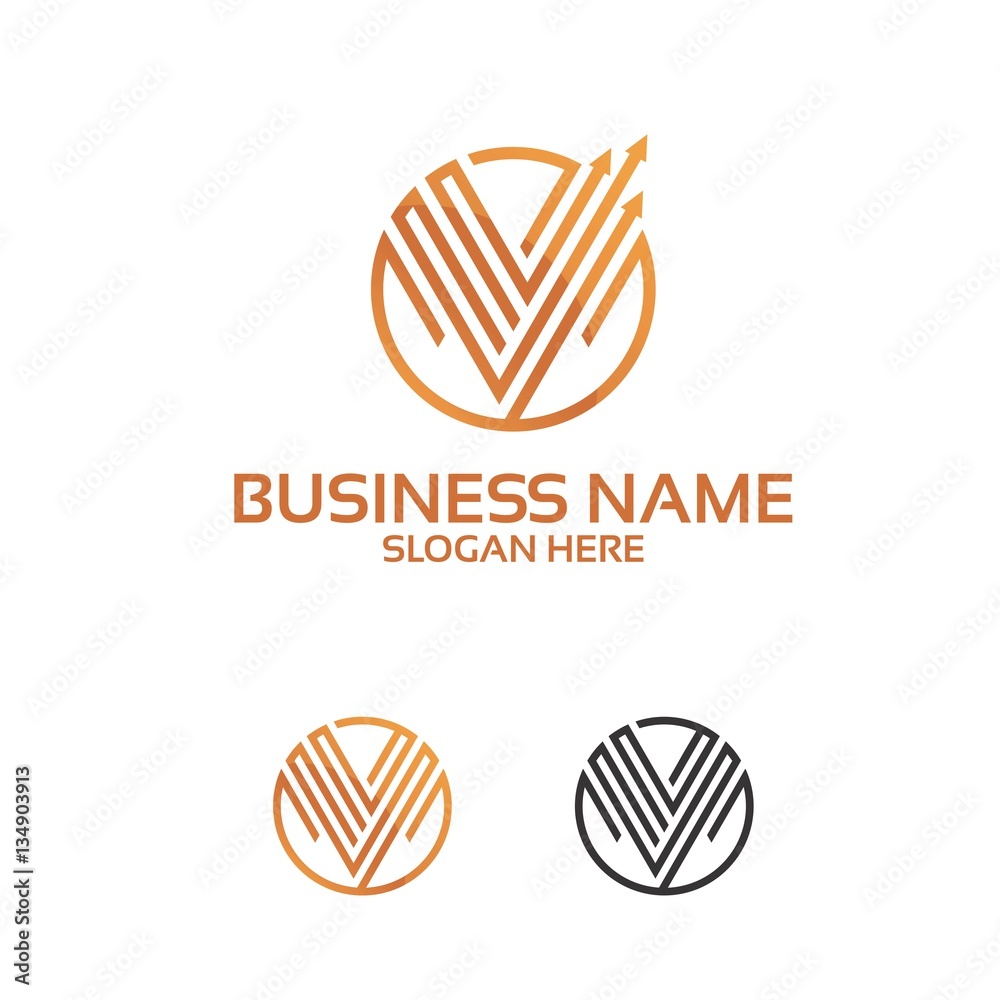V initial business logo in gold color Stock Vector | Adobe Stock