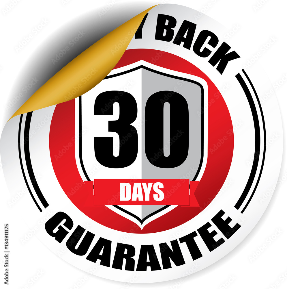 30 days money back,Guarantee red sticker, button, label and sign. Stock ...