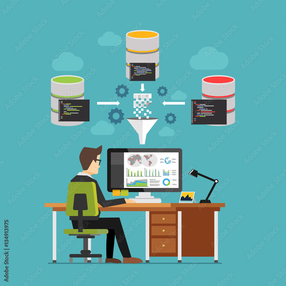 Business intelligence dashboard technology concept. Professional ...