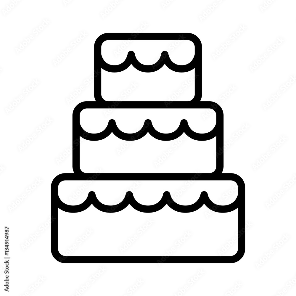 Vecteur Stock Stacked wedding cake dessert with frosting line art ...