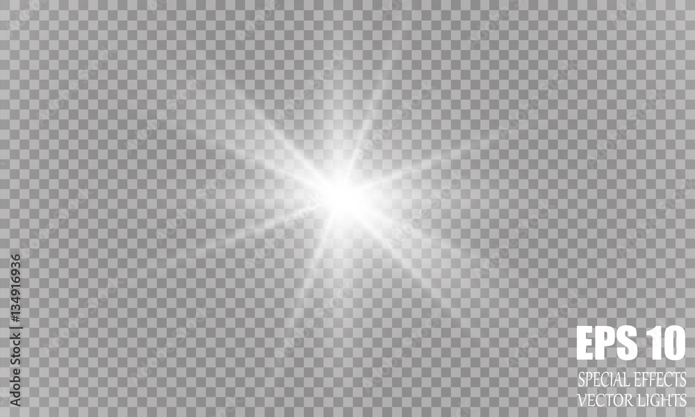 Bright stars on a transparent background. Glow light effect. Vector ...
