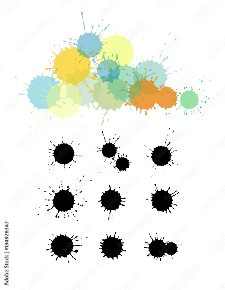 Vector ink splatter icons. Vector paint splatter symbols. Stock Vector ...