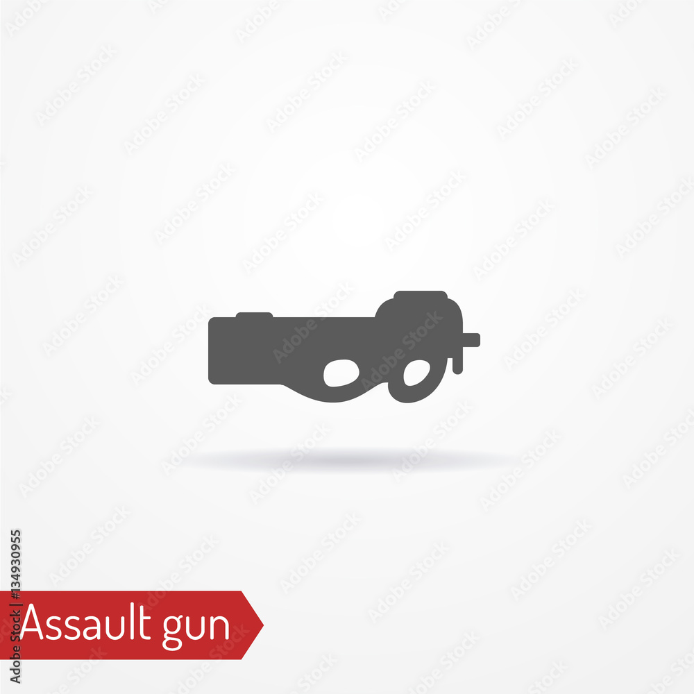 Abstract compact assault firearm. Isolated icon in line style with ...