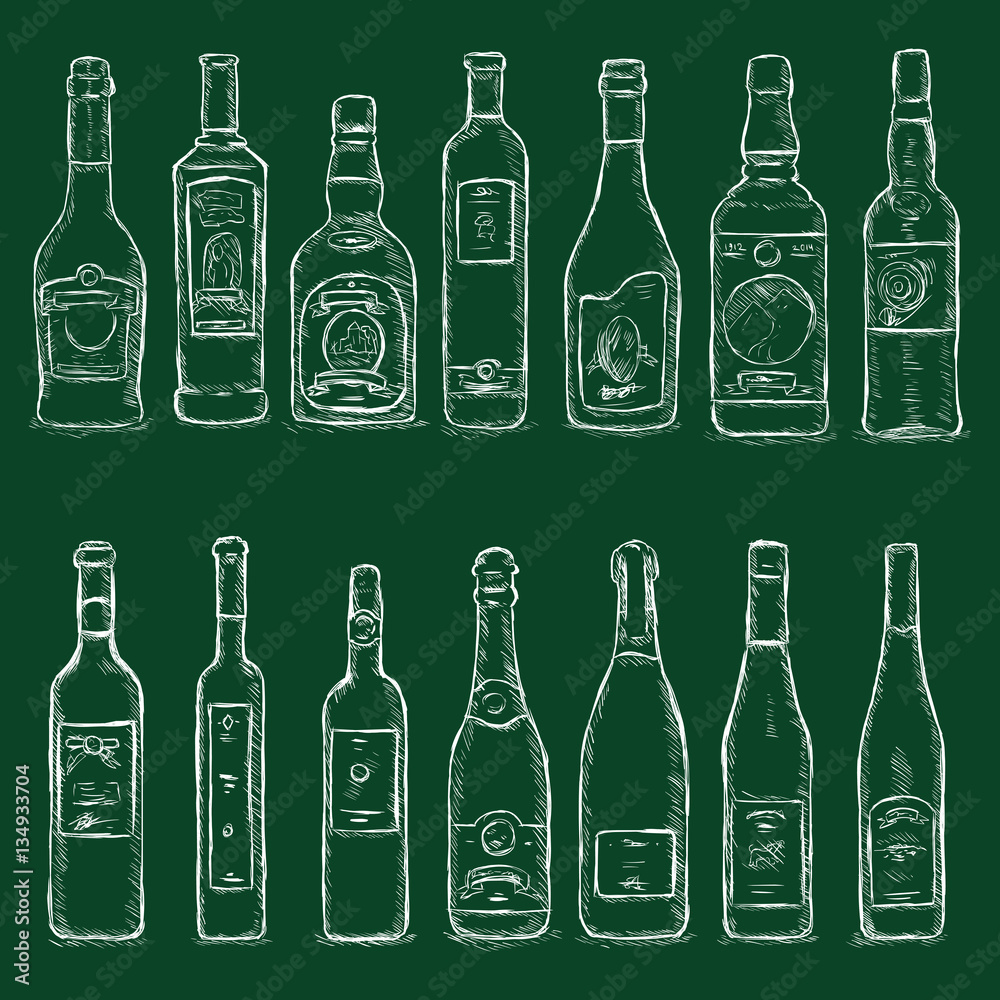 Vector Set of Sketch Bottles Stock Vector | Adobe Stock