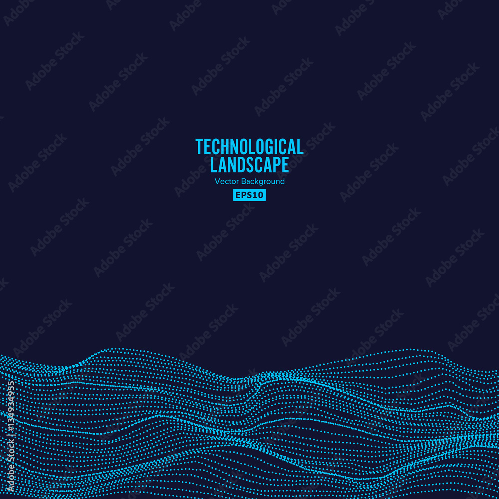 Abstract Technological Background Vector. Digital Landscape For ...