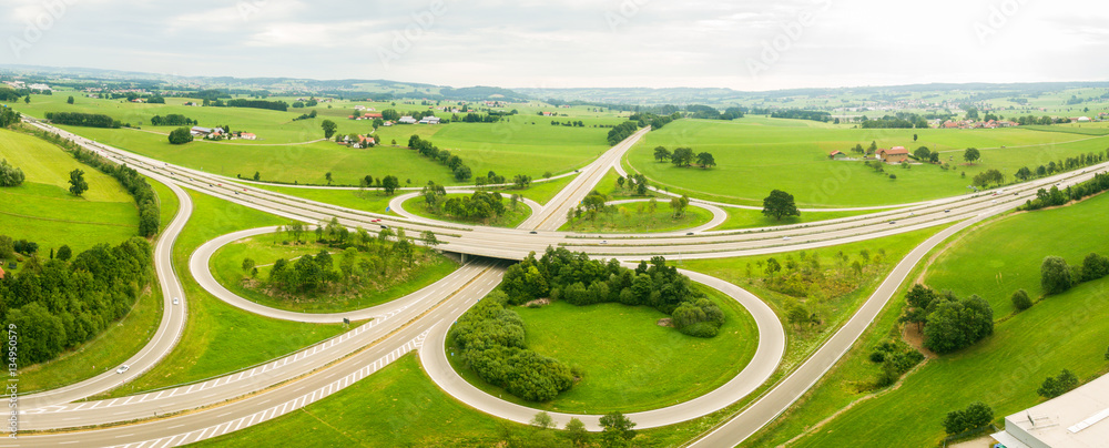 Autobahnkreuz, Luftbild Stock Photo | Adobe Stock