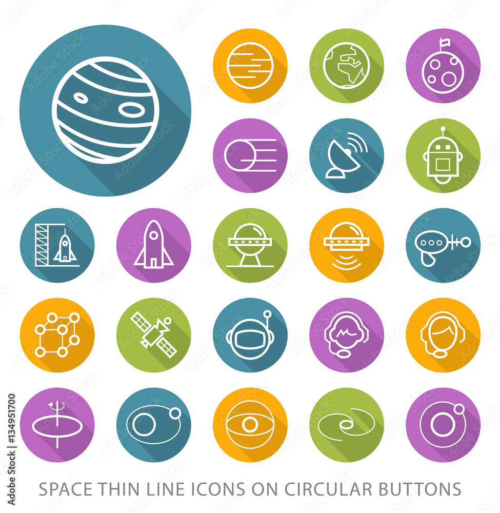 Set of Elegant Universal White Space Minimalistic Thin Line Icons on ...