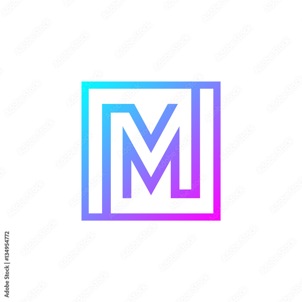 Letter M logo,Square shape symbol,Digital,Technology,Media Stock Vector ...