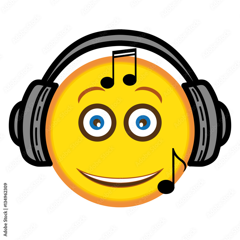 EMOTICON WITH HEADSET Stock Vector | Adobe Stock