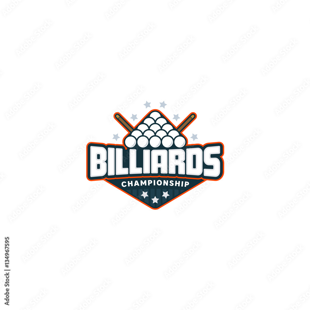 Billiards badge logo Stock Vector | Adobe Stock