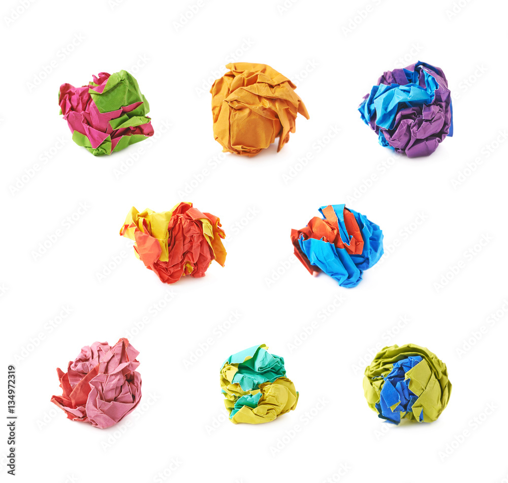 Colorful crumbled paper ball isolated Stock Photo | Adobe Stock