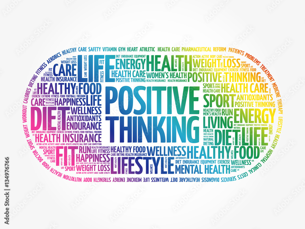Positive thinking medical pill word cloud, health concept background ...