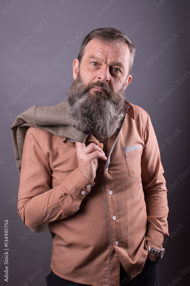 Photo of an angry grumpy old man looking very displeased. Male man with ...