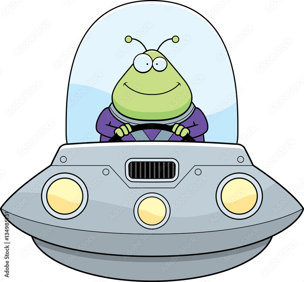 Smiling Cartoon Alien UFO Stock Vector | Adobe Stock