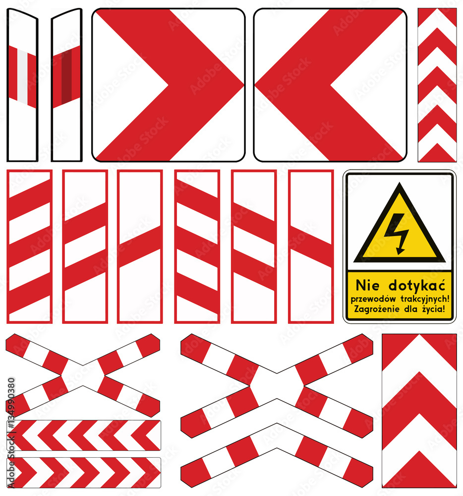 Road signs in Poland. Level crossing and other signs. Vector Format ...