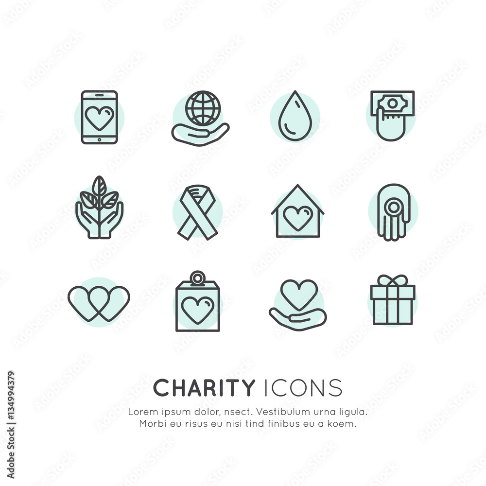 Vector Illustration Icon Set of Graphic Elements for Nonprofit ...