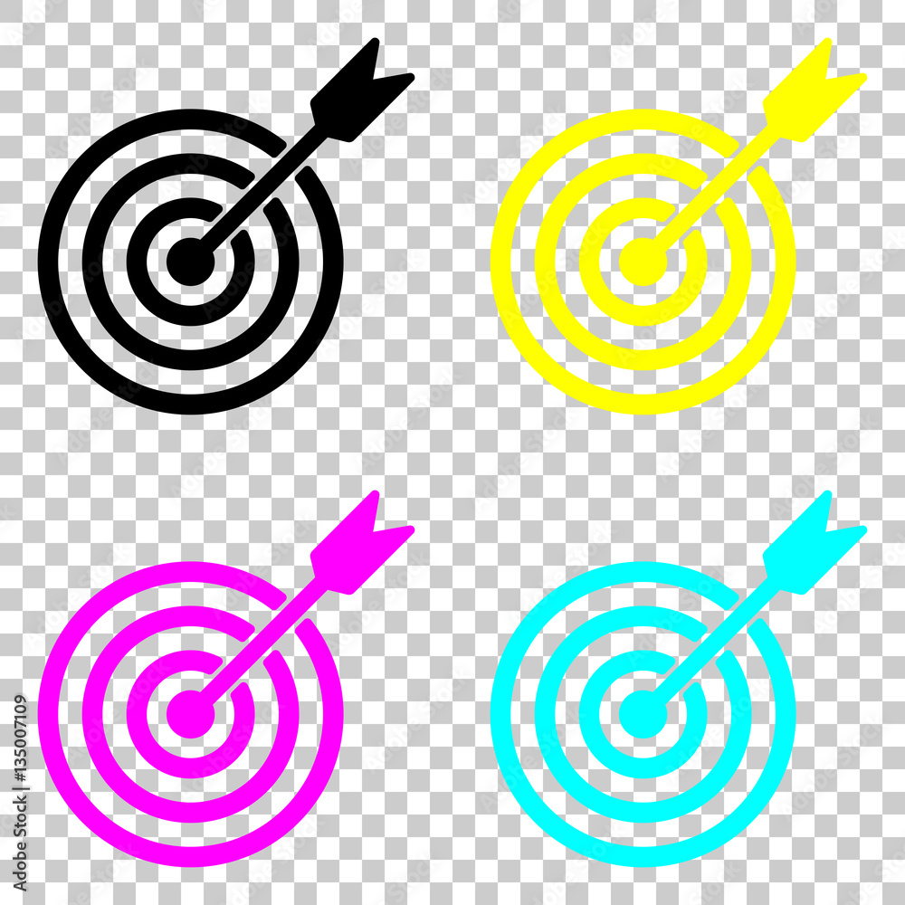 target icon. Colored set of cmyk icons on transparent background. Stock ...