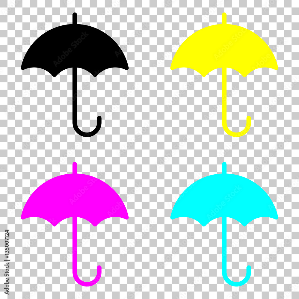 umbrella icon. Colored set of cmyk icons on transparent background ...