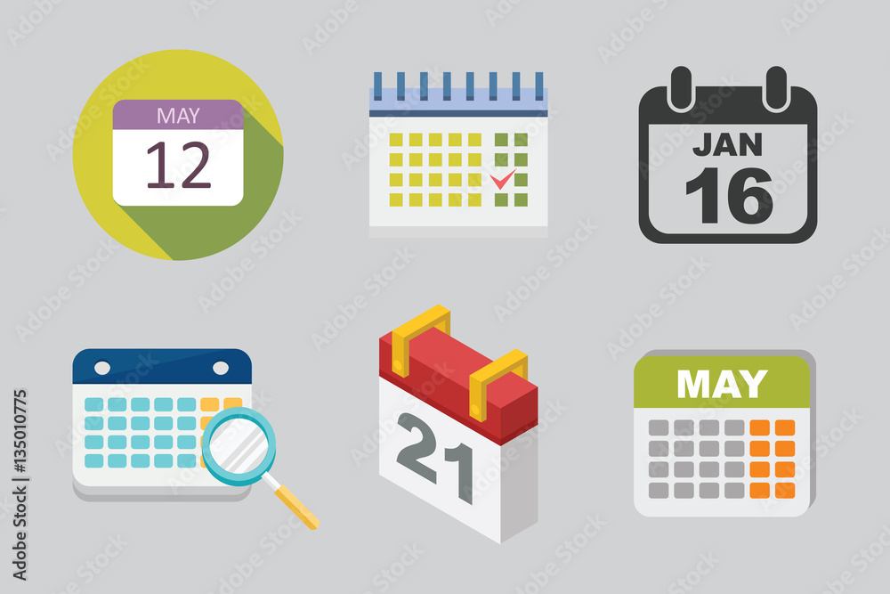 Vector calendar icon set. Stock Vector | Adobe Stock