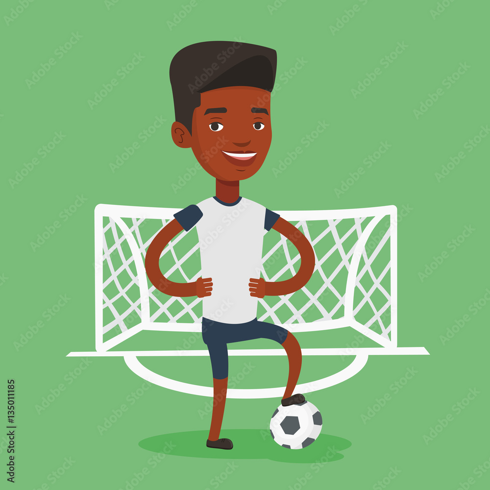 Football player with ball vector illustration. Stock Vector | Adobe Stock