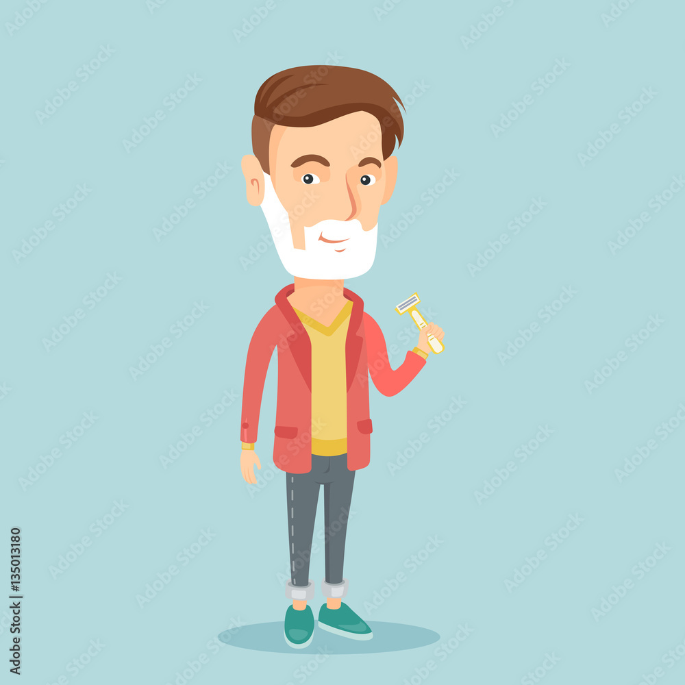 Man shaving his face vector illustration. Stock Vector | Adobe Stock