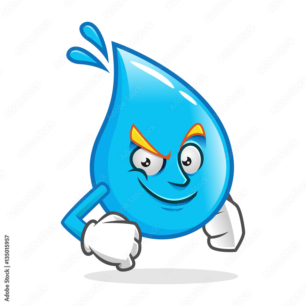 Confident water mascot, water character, water cartoon vector Stock ...