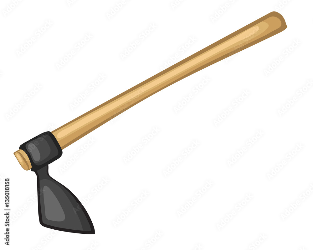 Hoe isolated background. Garden tool. Cartoon icon. Vector illustration ...