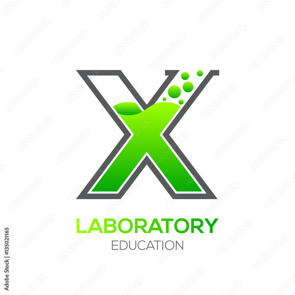 Letter X Green color,Laboratory beaker,Science education,Chemical ...