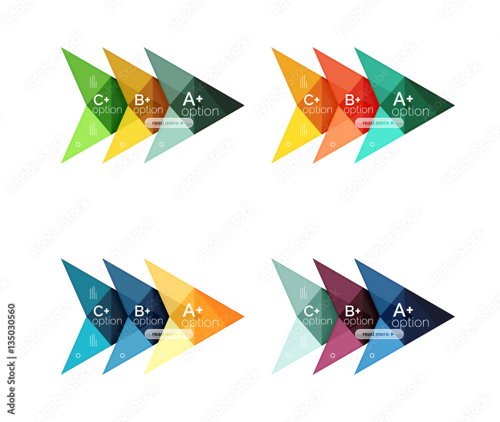 Colorful vector option banner arrow templates, infographic layouts ...