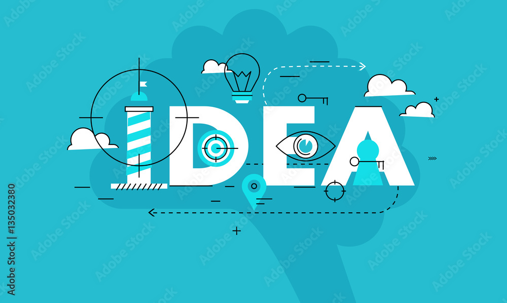 Word idea business vector illustration design banner. Creative thinking ...