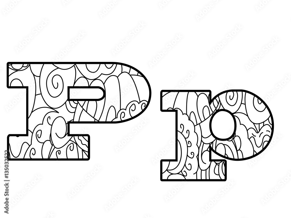 Anti coloring book alphabet, the letter P vector illustration Stock ...
