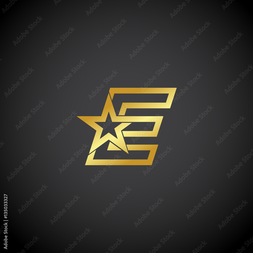 Letter E logo,Gold star sign Branding Identity Corporate unusual logo ...