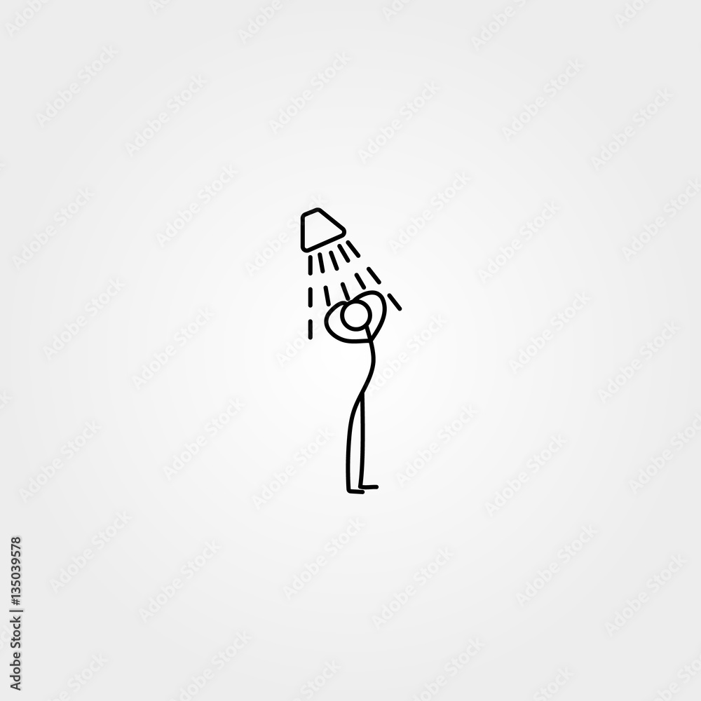 Cartoon icon of sketch stick figure taking a shower Stock Vector ...
